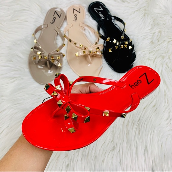 Shoes | Red Jelly Studded Sandal | Poshmark